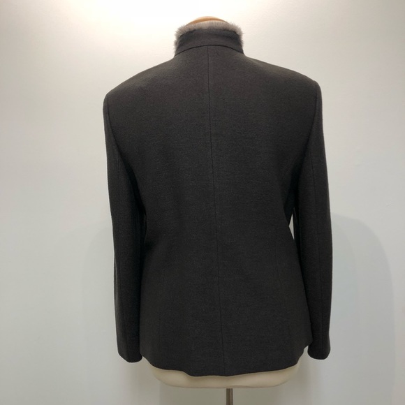 Basler | Jackets & Coats | Wool Jacket Blazer Fur Trim Size 44 Brown ...